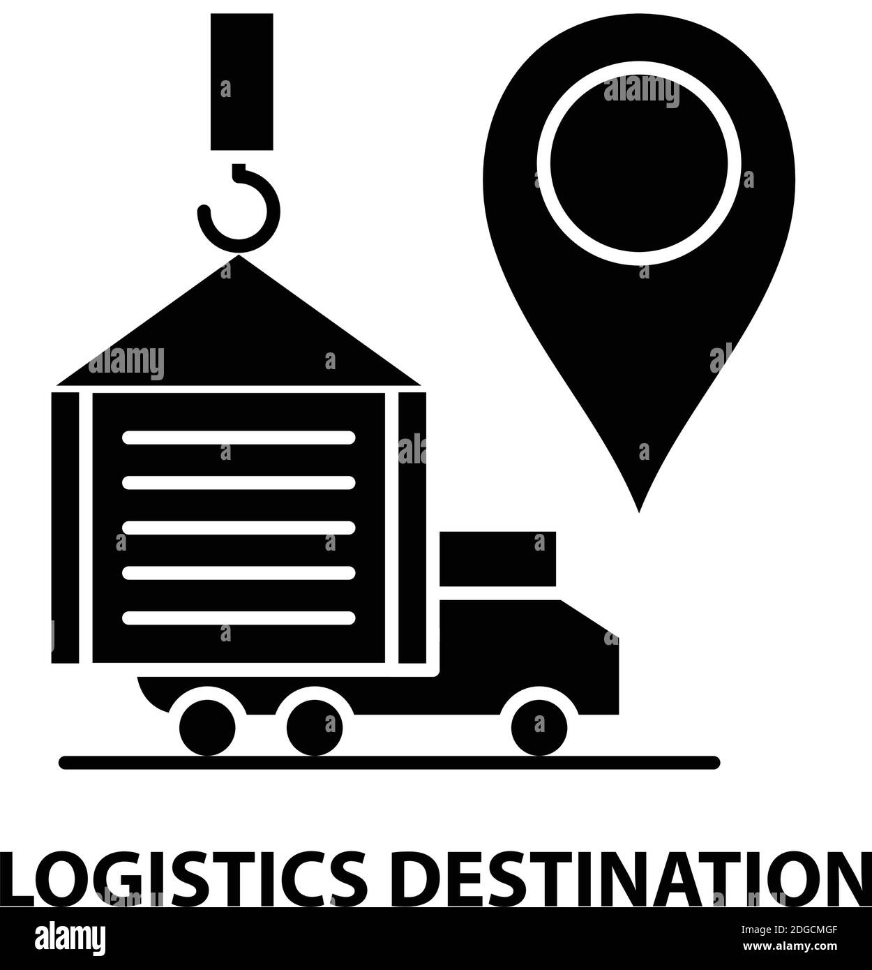logistics destination icon, black vector sign with editable strokes ...