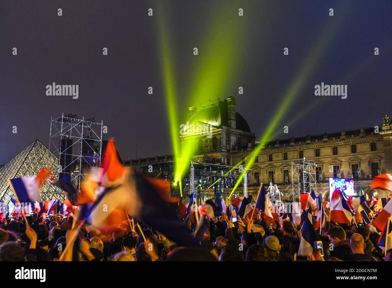 Atmosphere at Louvre Museum courtyard as elected president Emmanuel ...