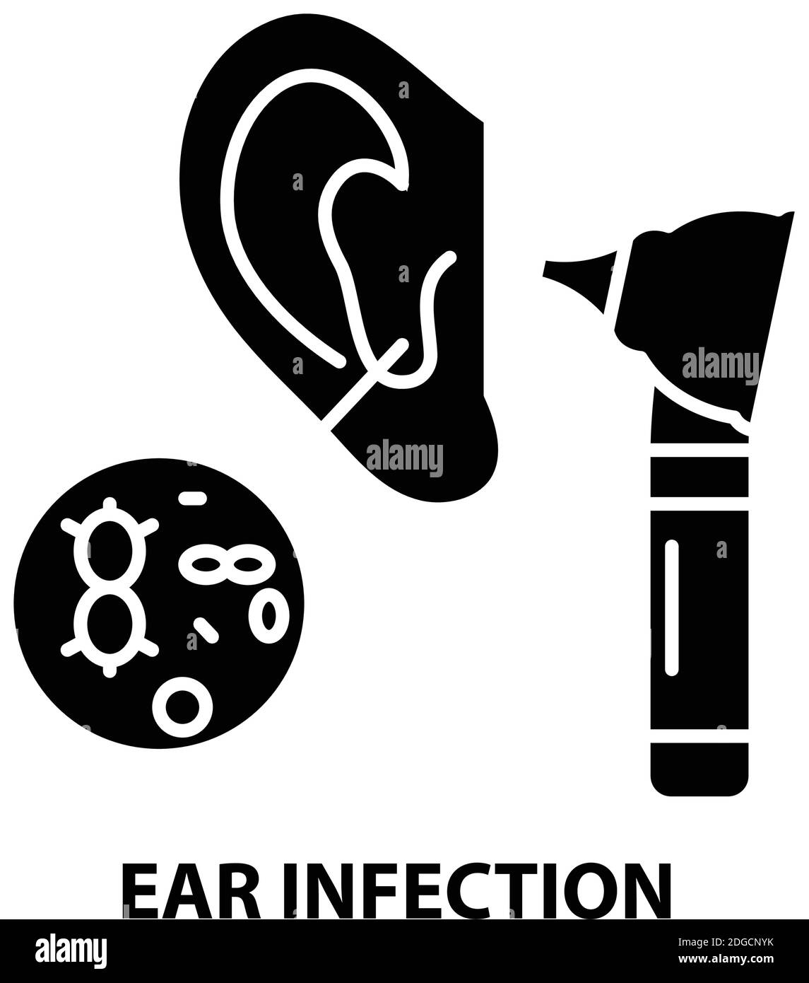 ear infection icon, black vector sign with editable strokes, concept ...
