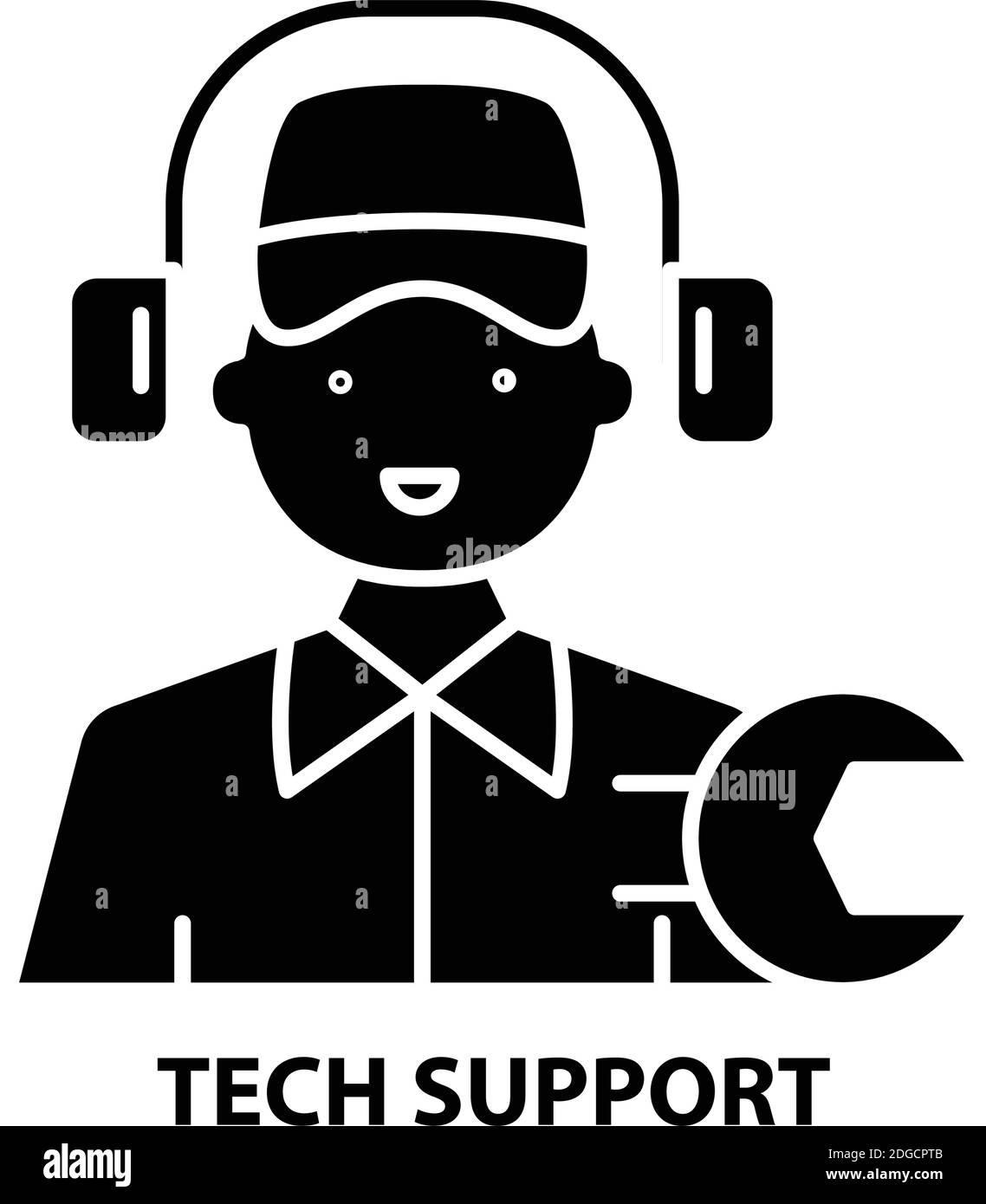 tech support symbol icon, black vector sign with editable strokes ...