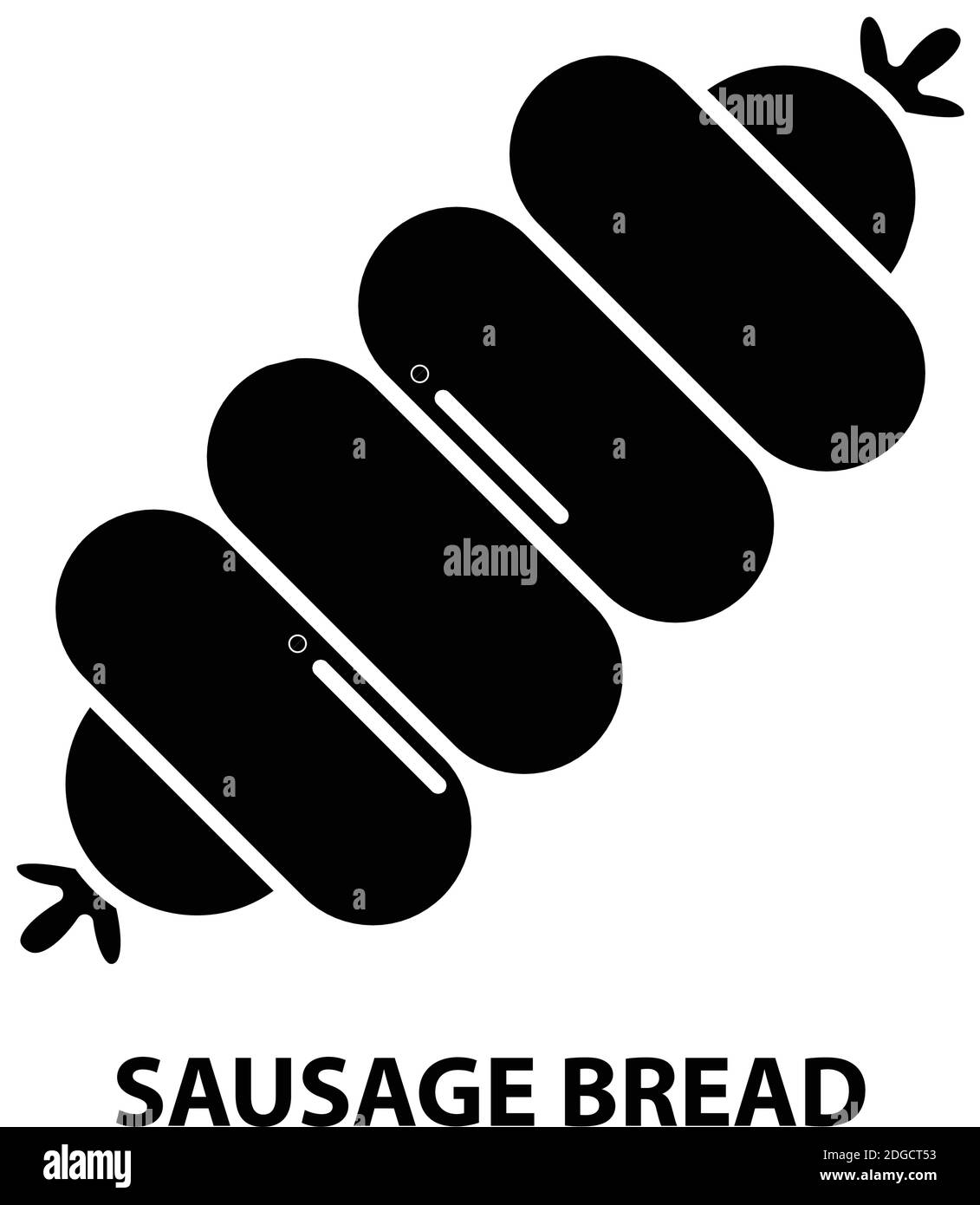 sausage bread icon, black vector sign with editable strokes, concept ...