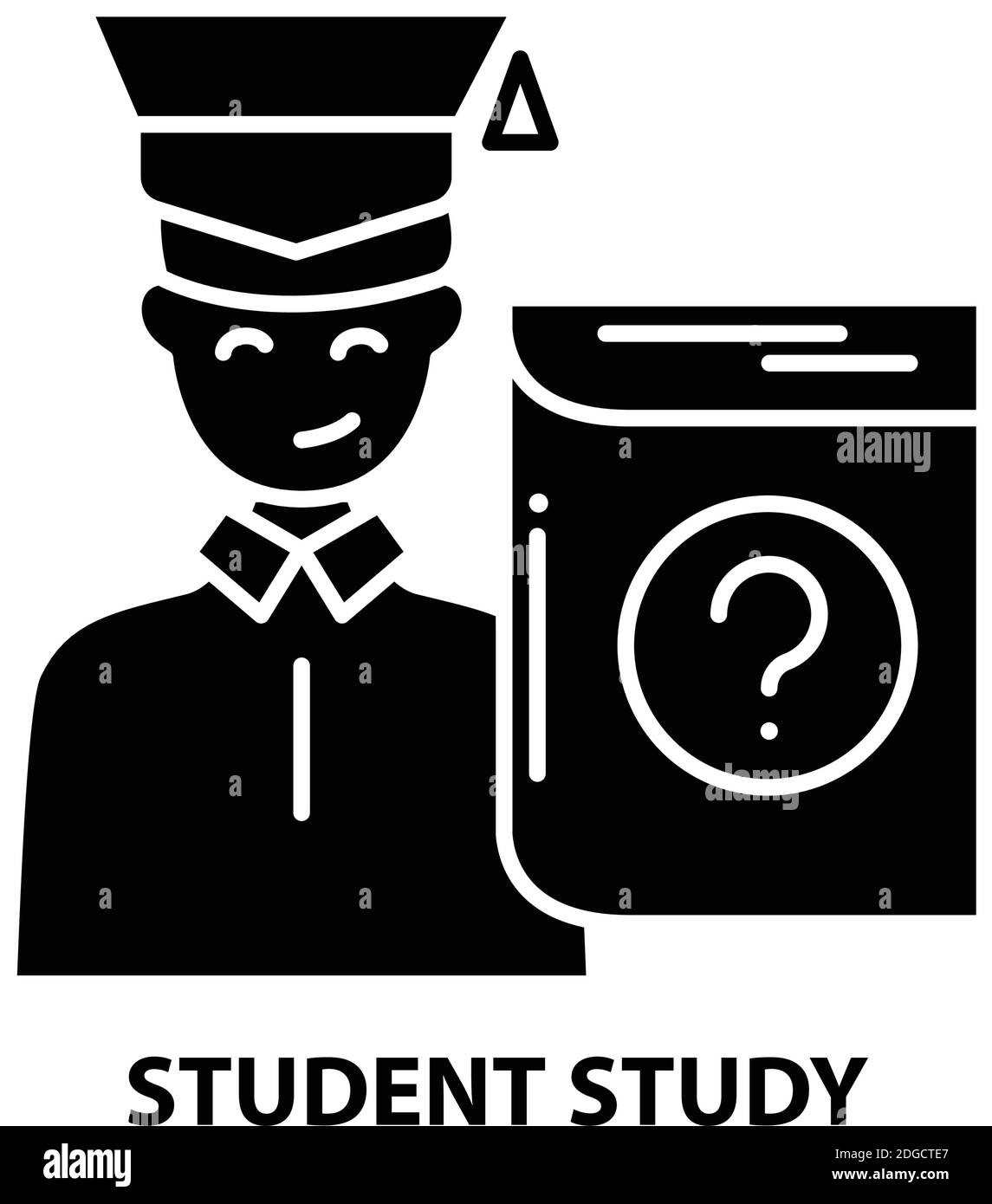 student study icon, black vector sign with editable strokes, concept ...