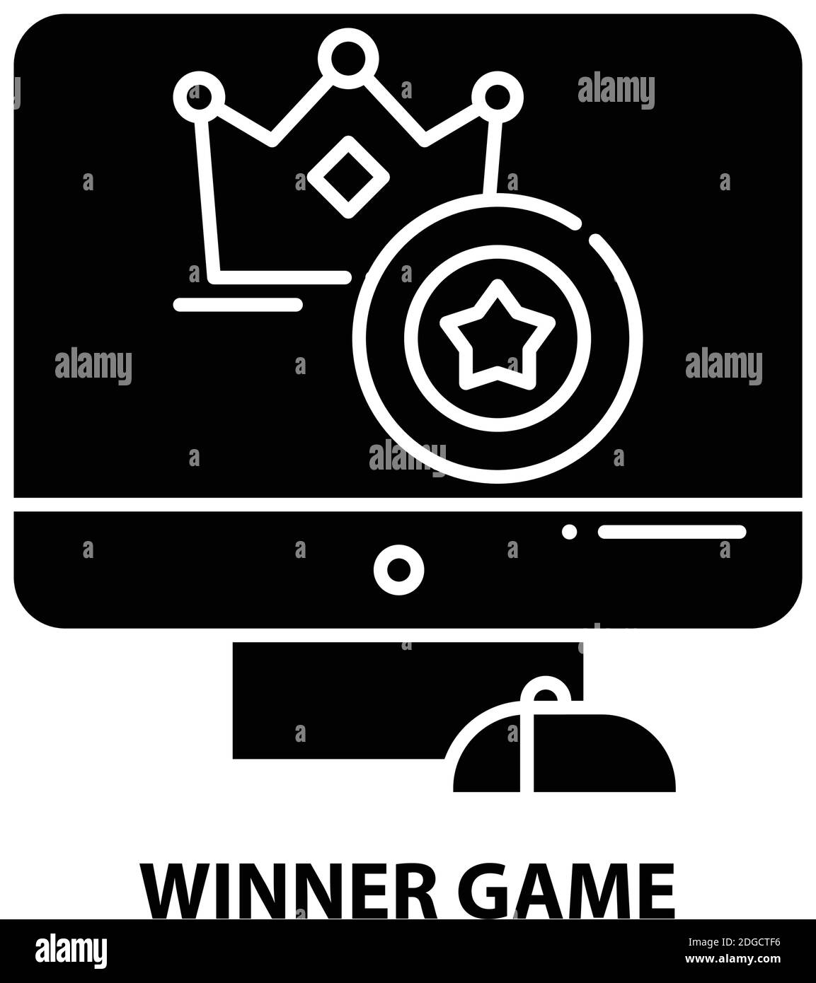 winner game icon, black vector sign with editable strokes, concept ...