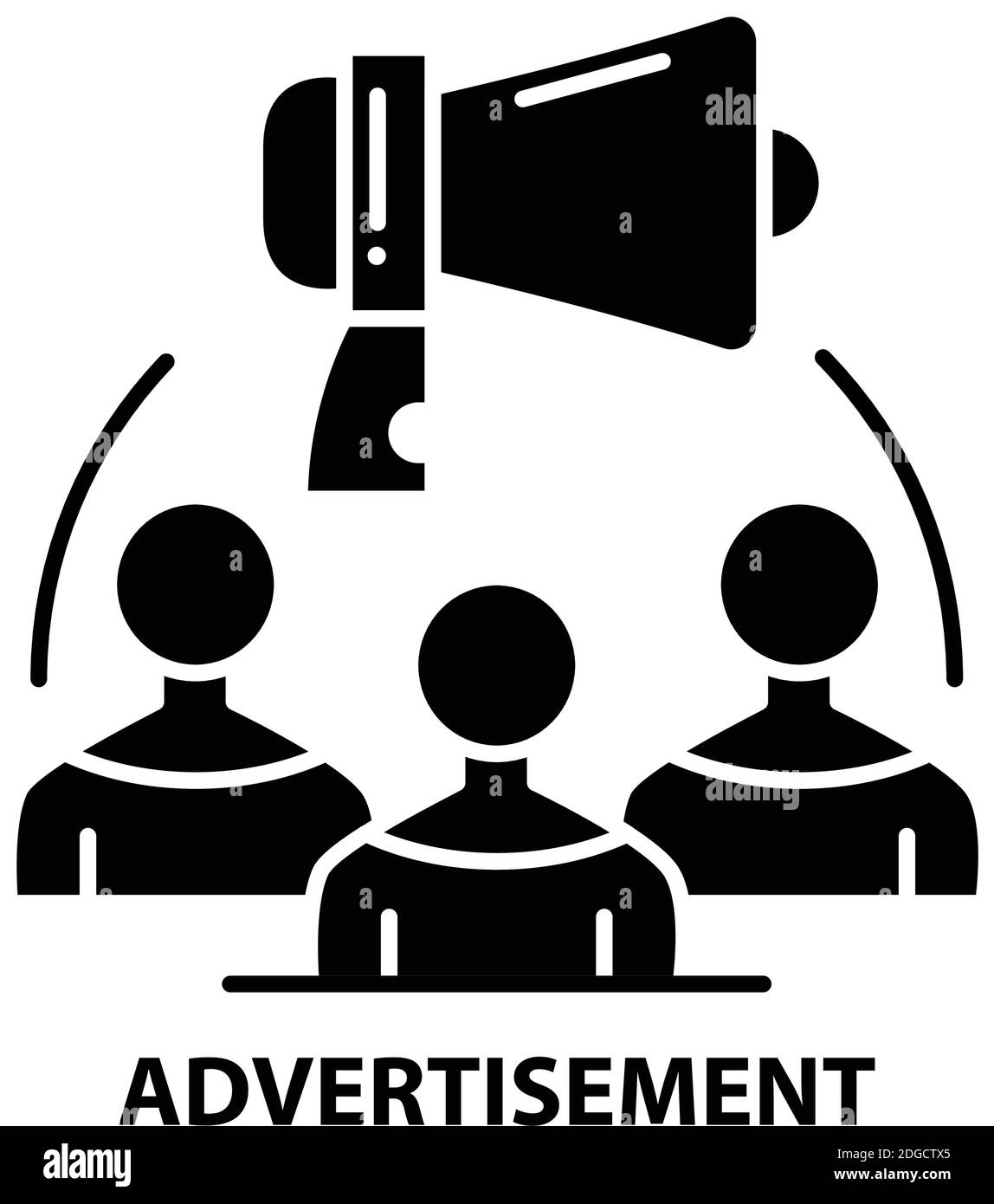 advertisement icon, black vector sign with editable strokes, concept ...
