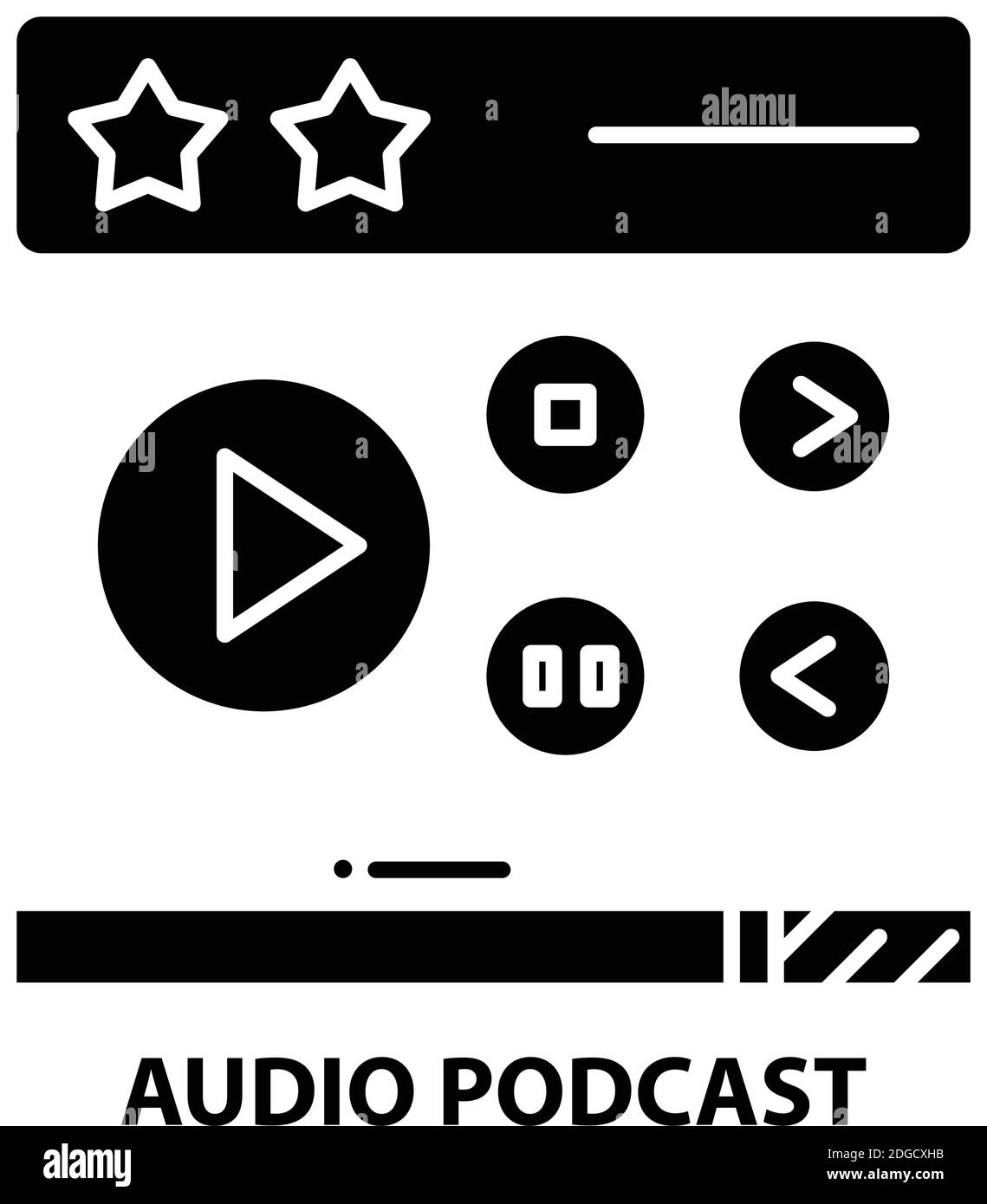 audio podcast icon, black vector sign with editable strokes, concept ...