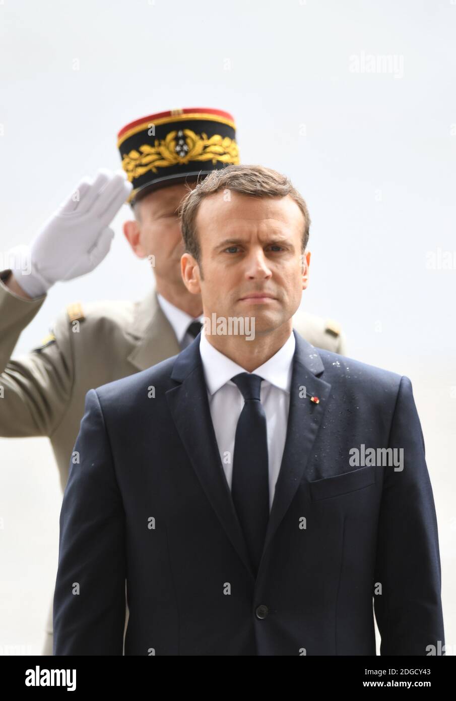 New French president Emmanuel Macron arrives on the Champs Elysees ...