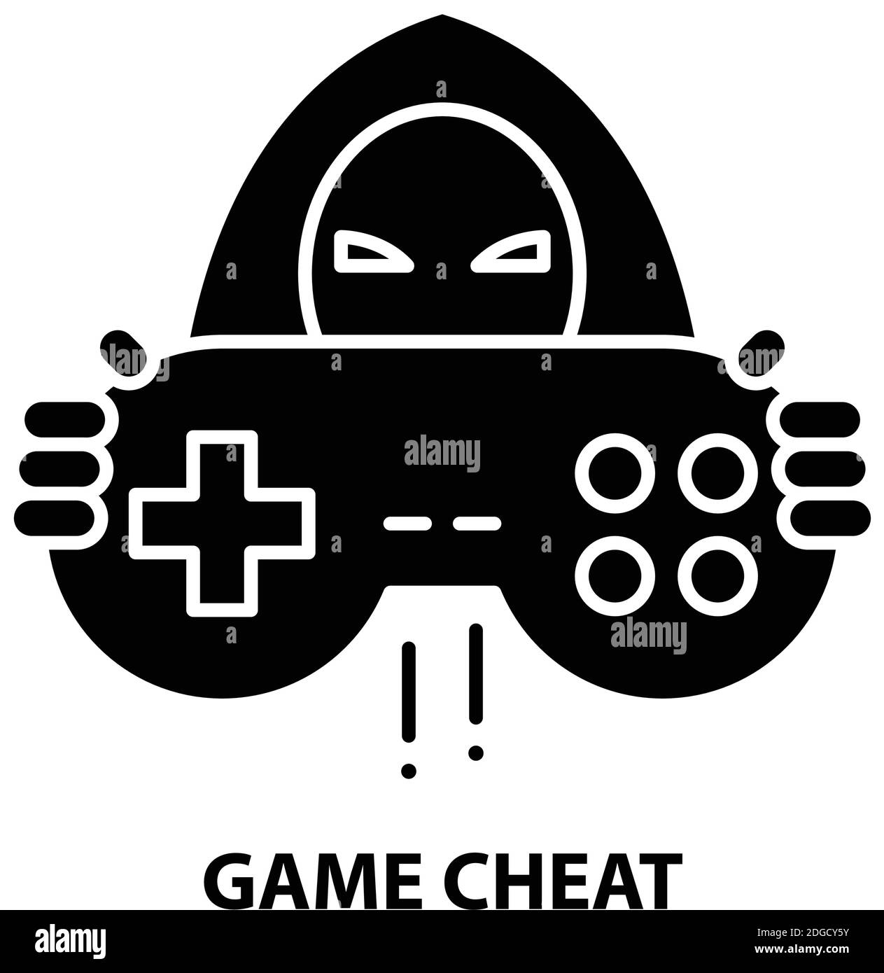 game cheat icon, black vector sign with editable strokes, concept ...