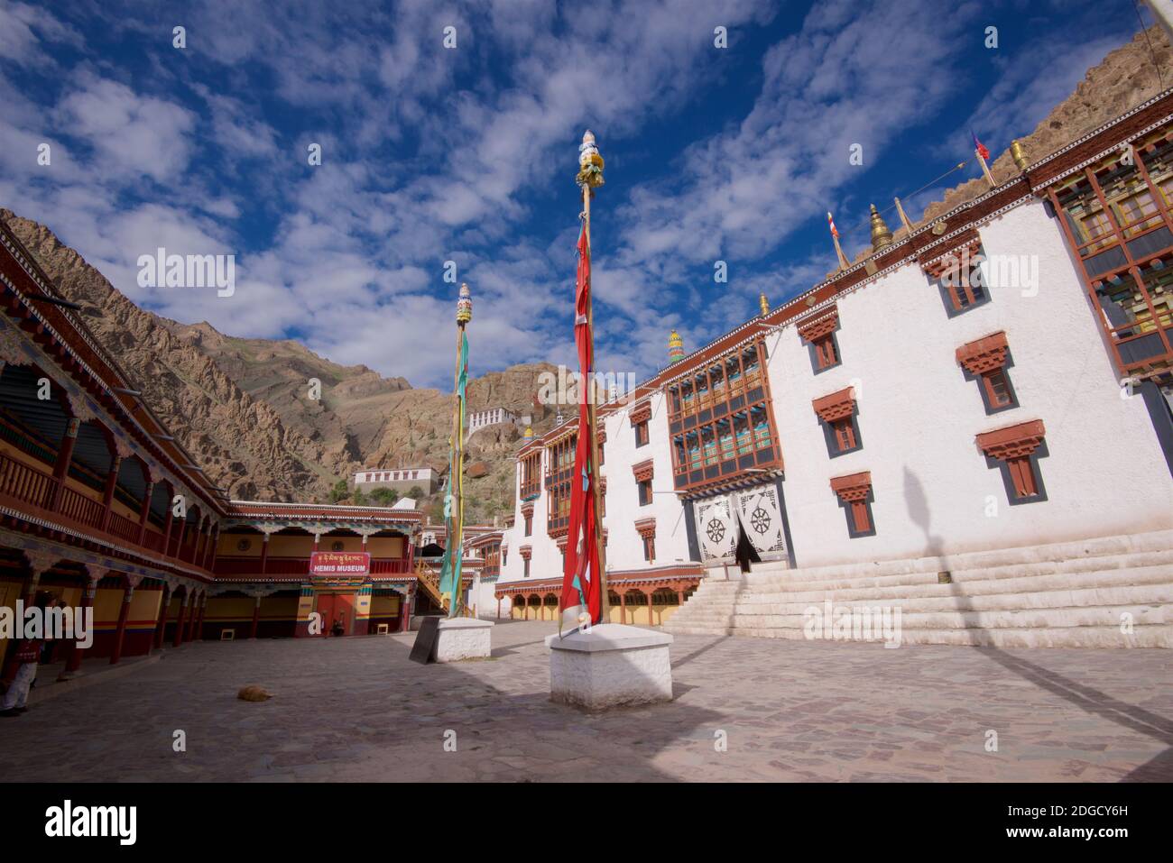 The main courtyard at Hemis monastery. Traditional Tibetan Buddhist ...