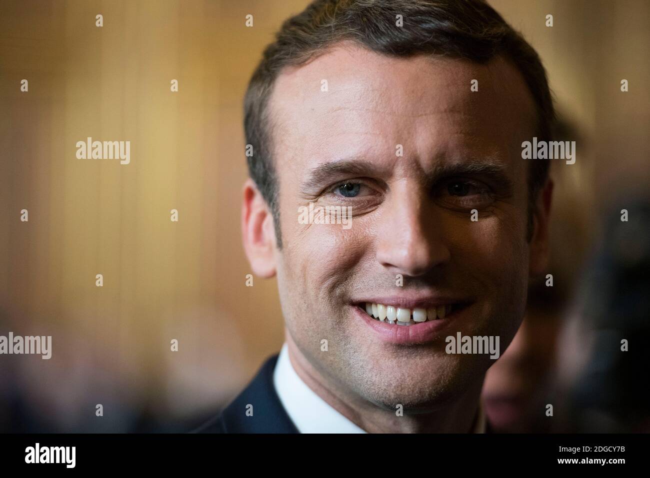 French President Emmanuel Macron during an official ceremony at Paris ...