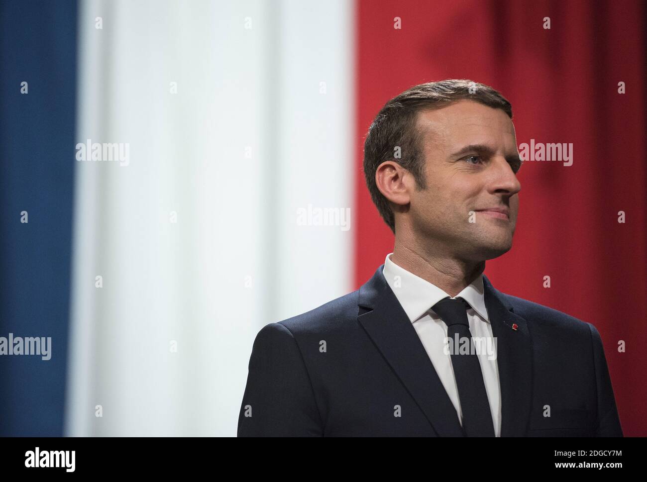 French President Emmanuel Macron during an official ceremony at Paris ...