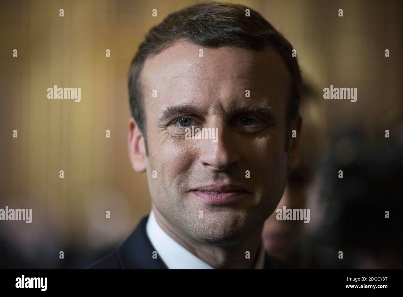 French President Emmanuel Macron during an official ceremony at Paris ...
