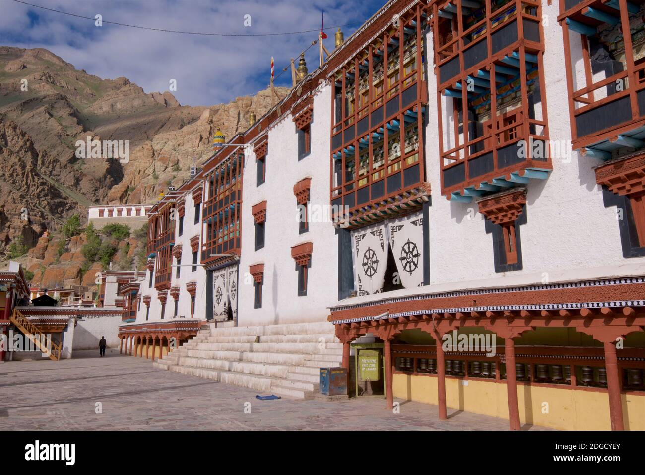 The main courtyard at Hemis monastery. Traditional Tibetan Buddhist ...