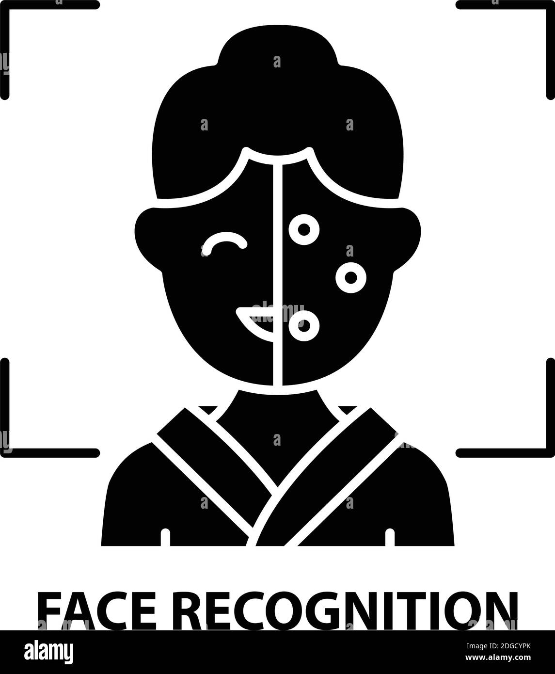 face recognition icon, black vector sign with editable strokes, concept ...