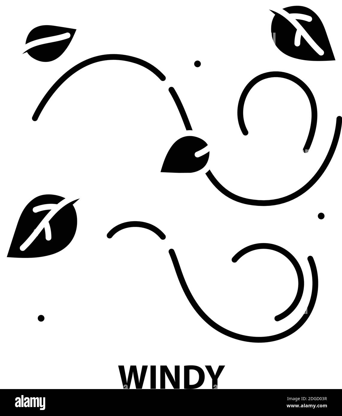 windy icon, black vector sign with editable strokes, concept ...