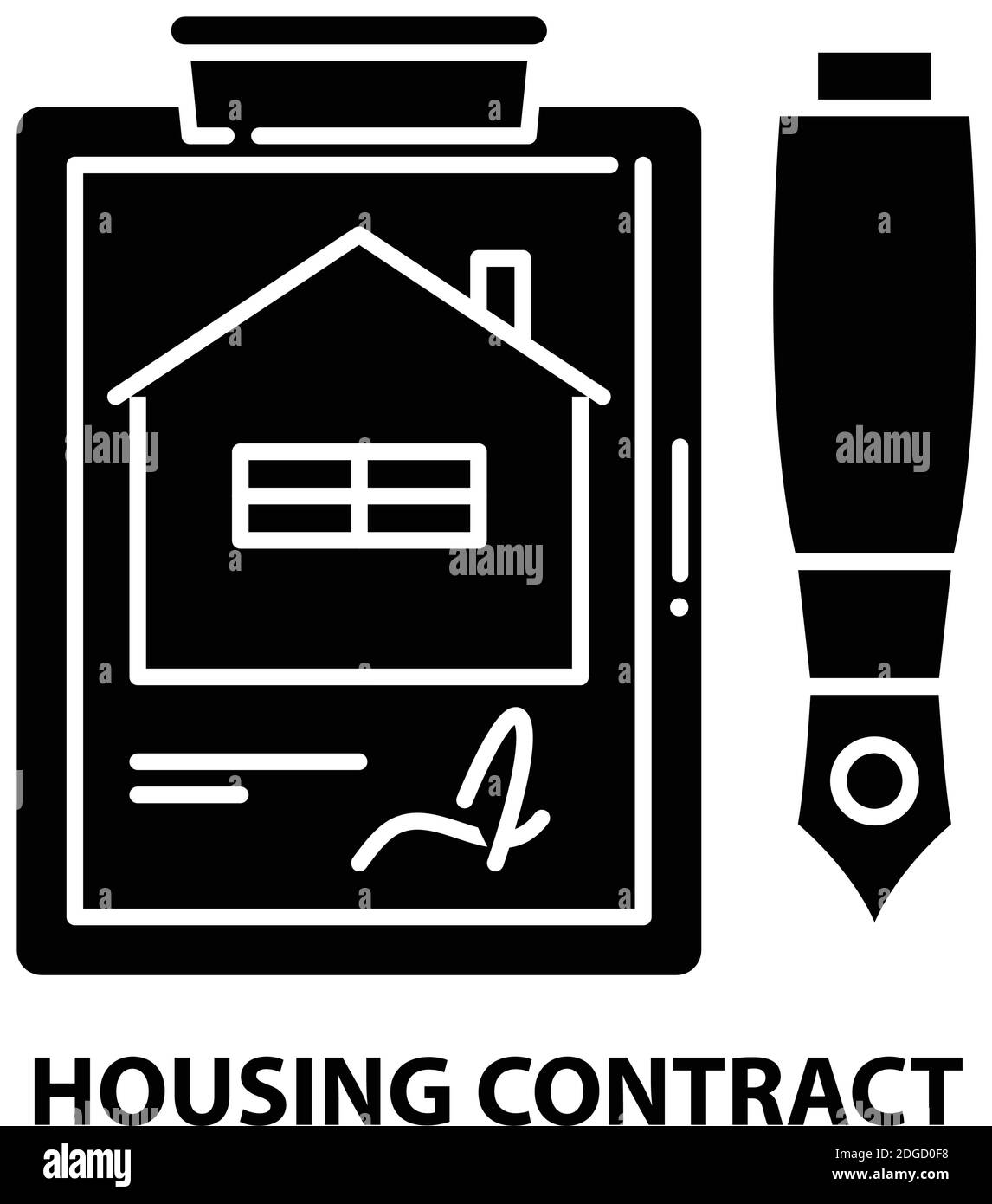 housing contract icon, black vector sign with editable strokes, concept ...