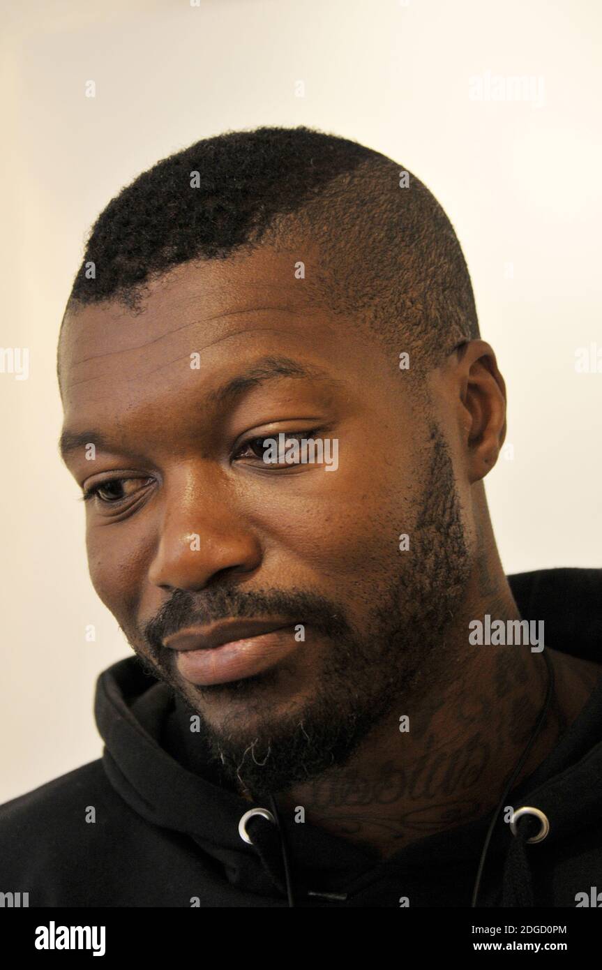 Former Liverpool and Lazio soccer player, Djibril Cisse poses at the ...