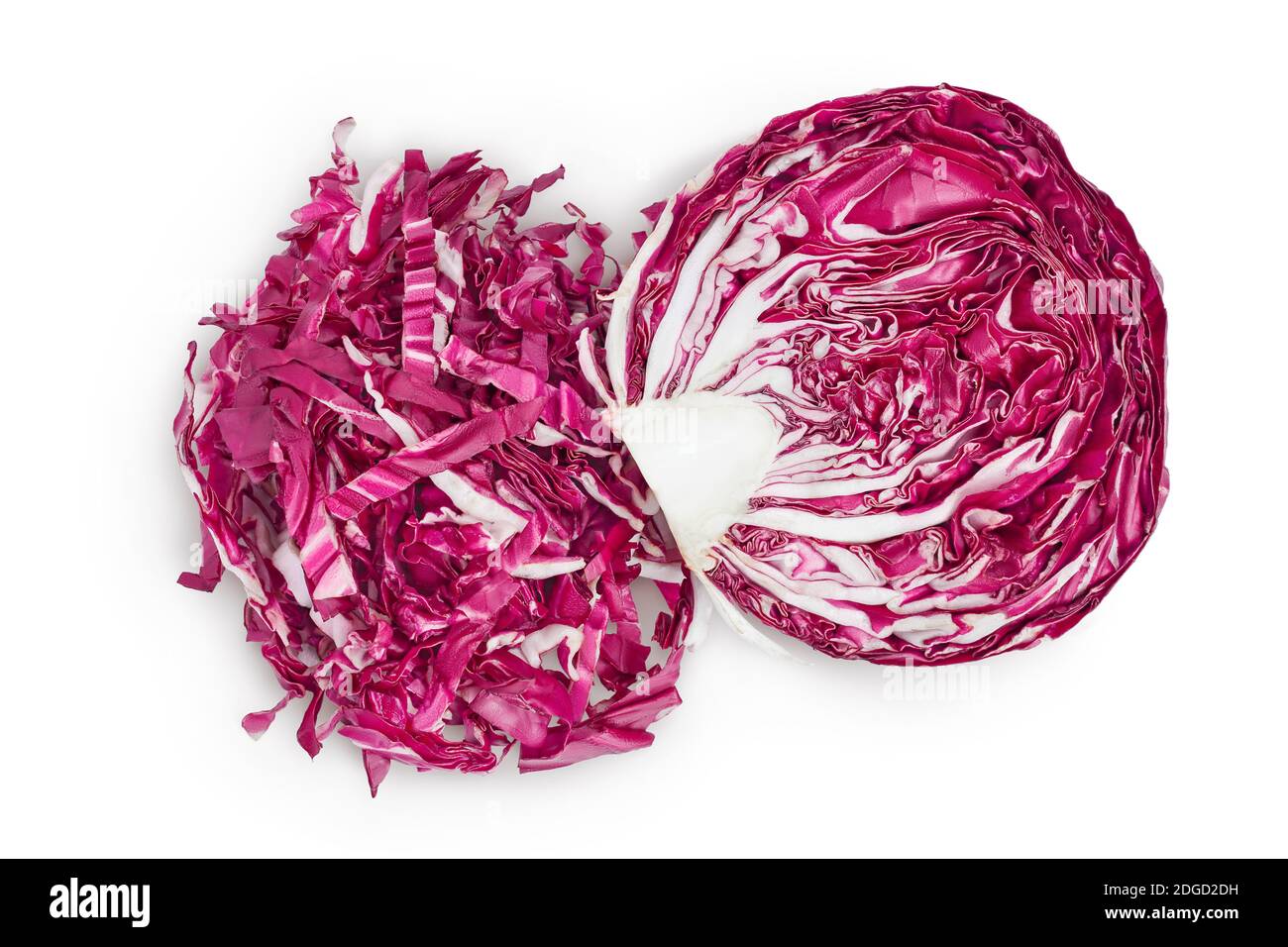 Fresh red radicchio salad chopped isolated on white background with ...