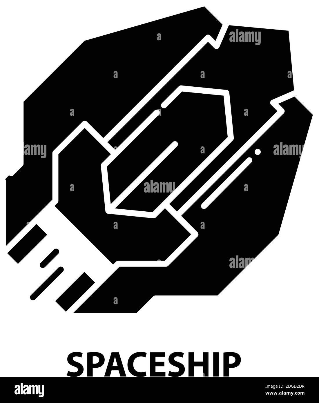 spaceship icon, black vector sign with editable strokes, concept ...