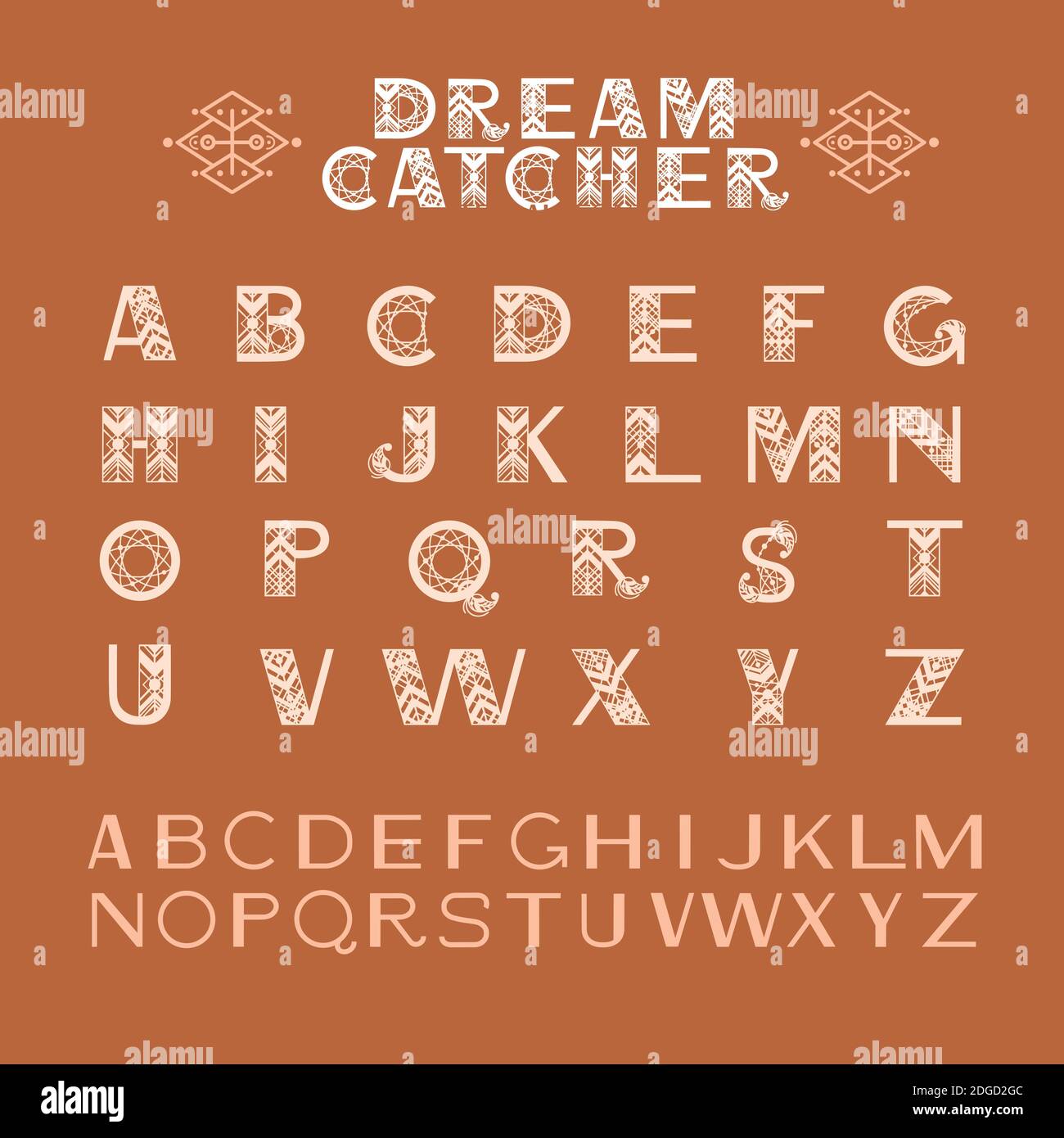 Tribal Alphabet. Letters, numbers and symbols in geometric ethnic style ...