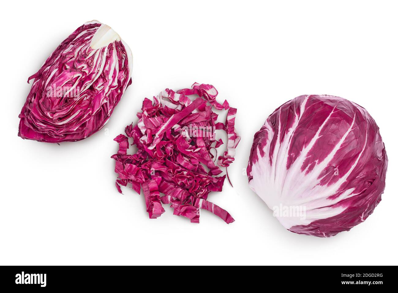 Fresh red radicchio salad isolated on white background with clipping ...