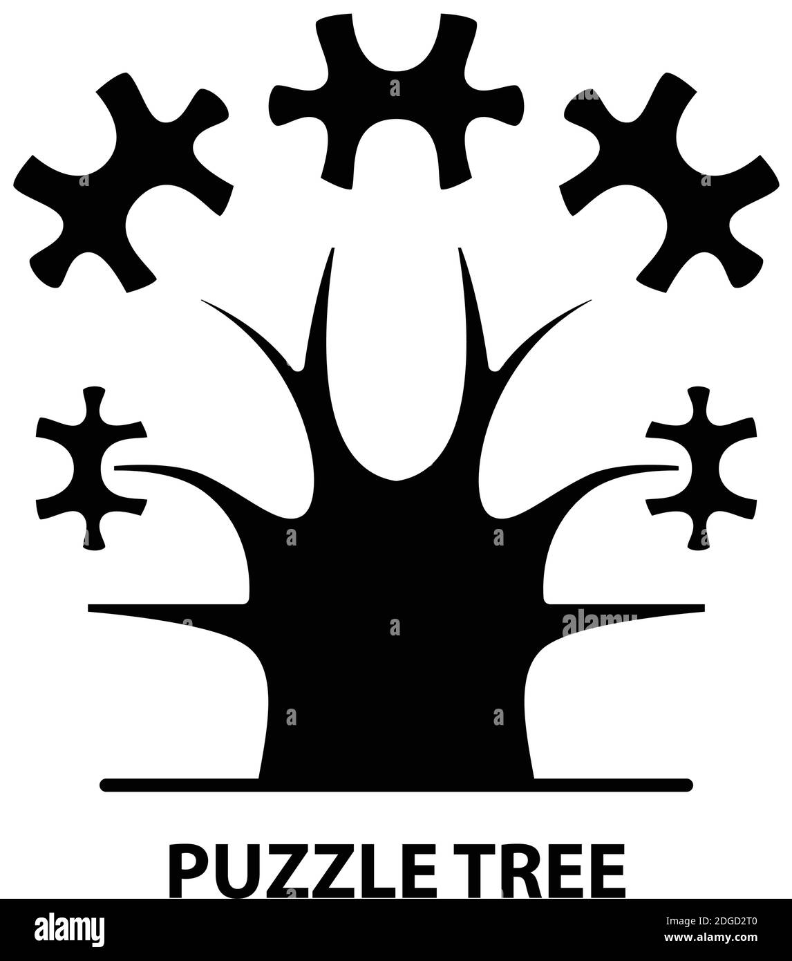 puzzle tree icon, black vector sign with editable strokes, concept illustration Stock Vector ...