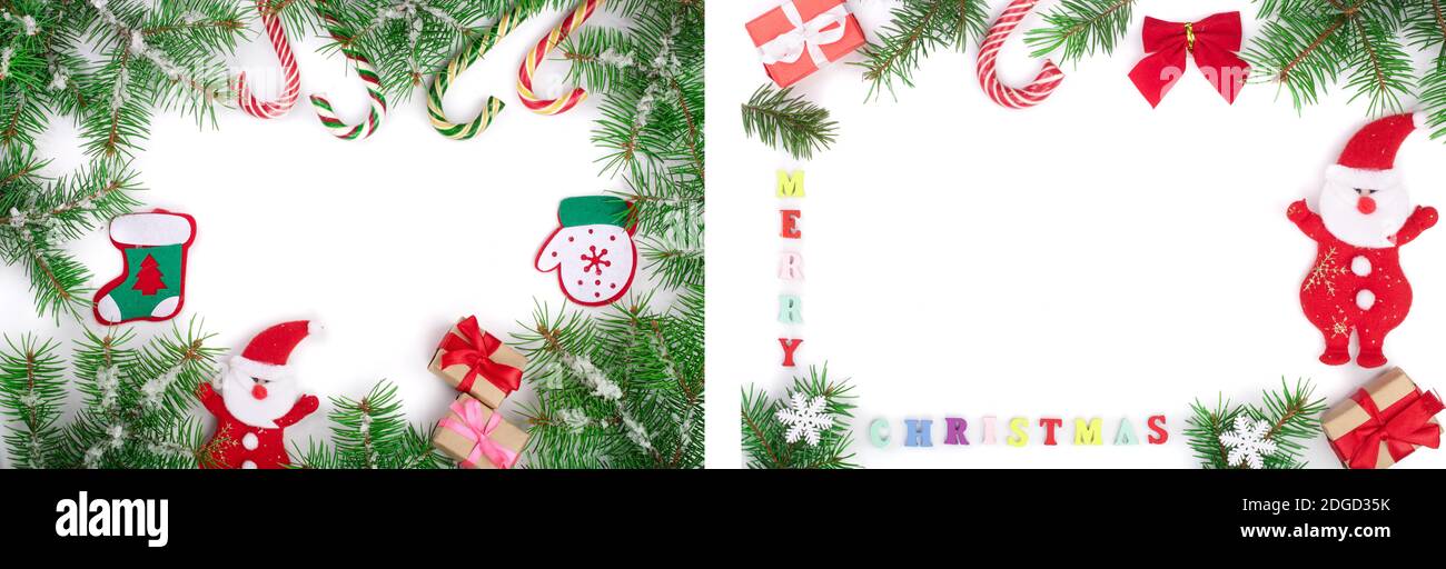 Christmas frame decorated isolated on white background with copy space ...