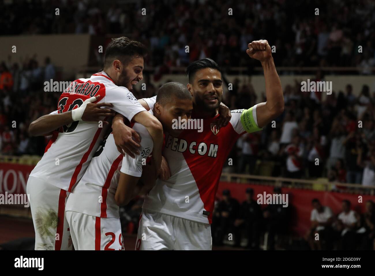 Monaco's Kylian Mbappe joy after scoring the 1-0 goal during the Ligue ...