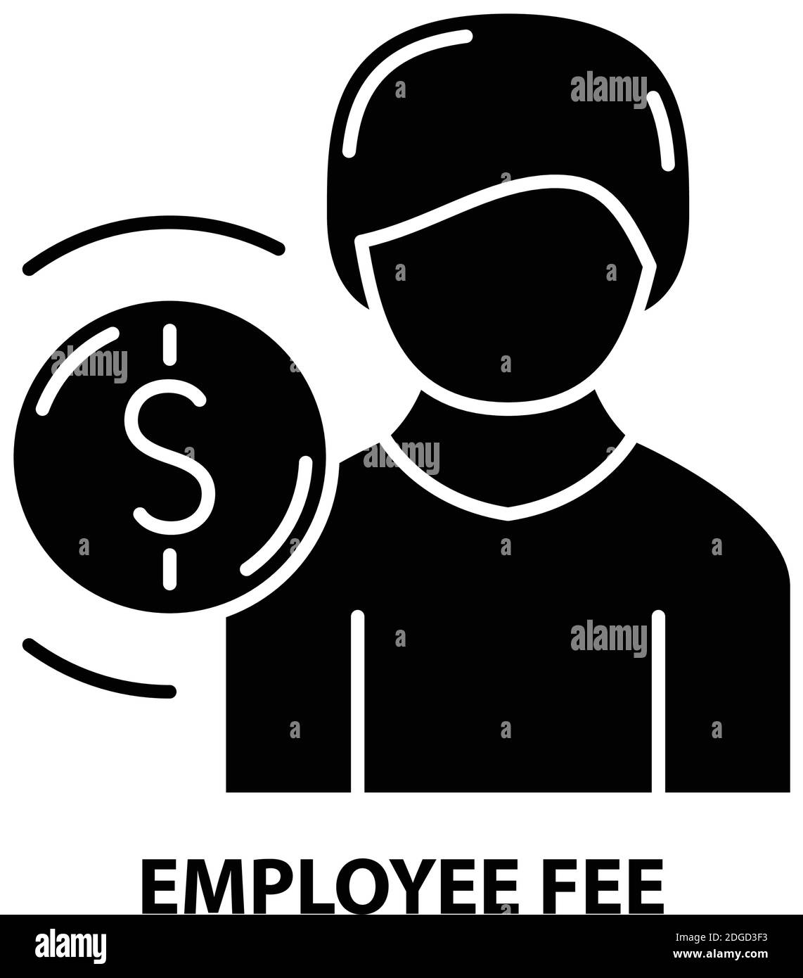 employee fee icon, black vector sign with editable strokes, concept ...