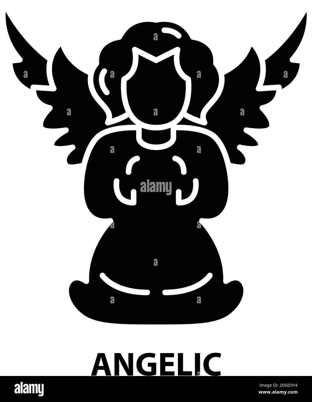 angelic icon, black vector sign with editable strokes, concept ...