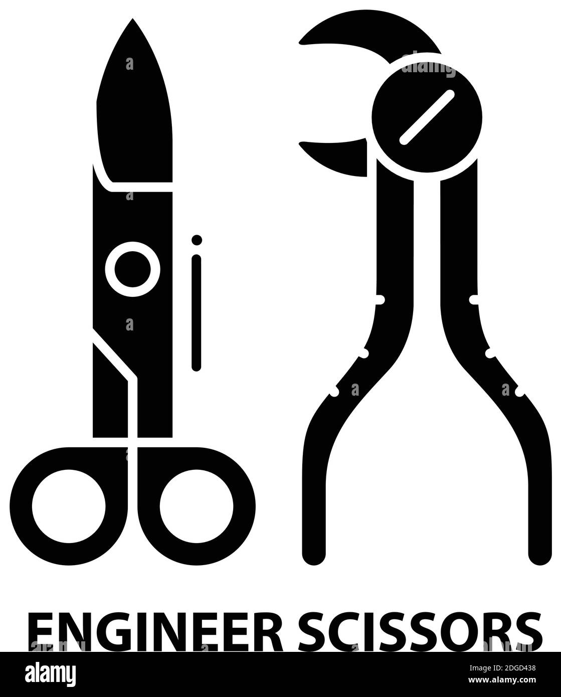 engineer scissors icon, black vector sign with editable strokes ...