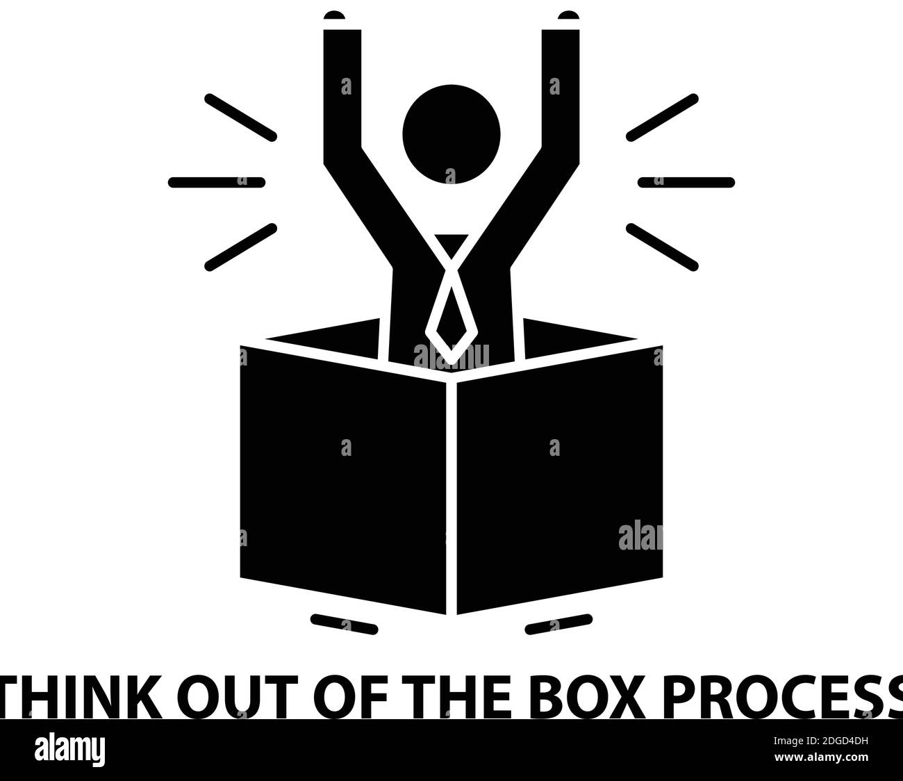 think out of the box process icon, black vector sign with editable ...