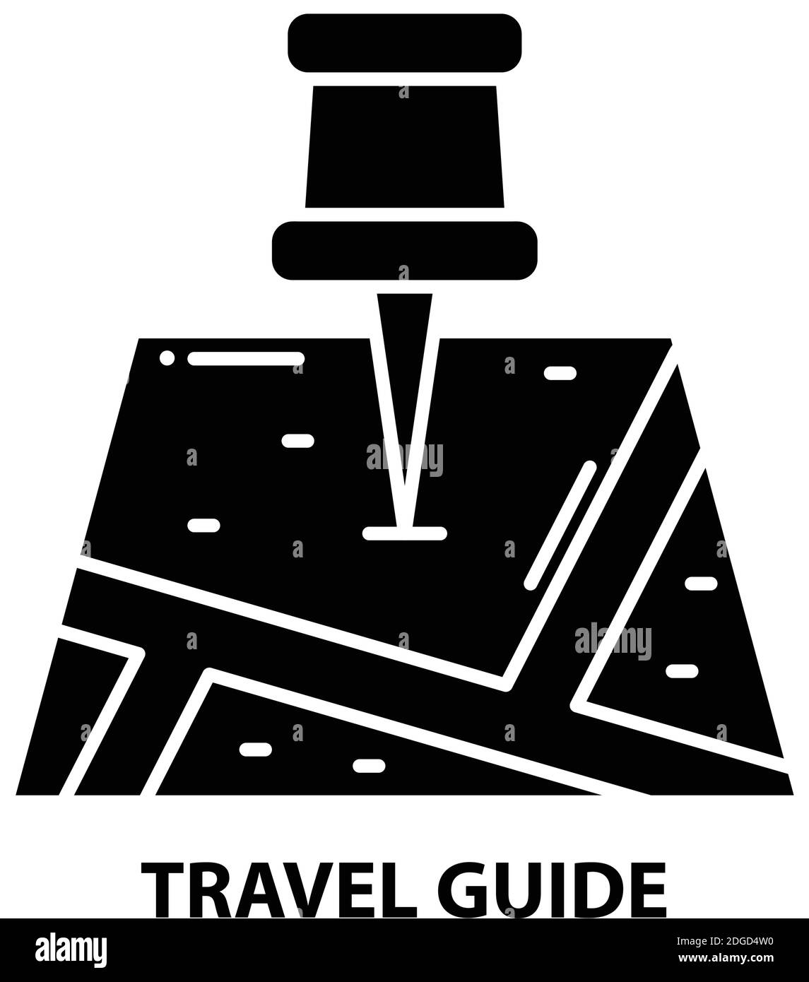 travel guide icon, black vector sign with editable strokes, concept ...