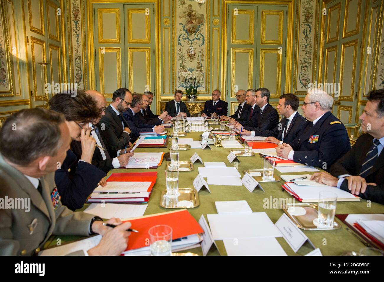 French president French President Emmanuel Macron chairs his first ...