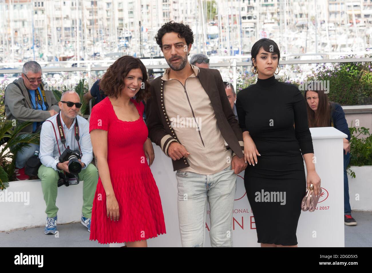 Director Kaouther Ben Hania, Mariam Al Ferjani and Ghanem Zrelli ...