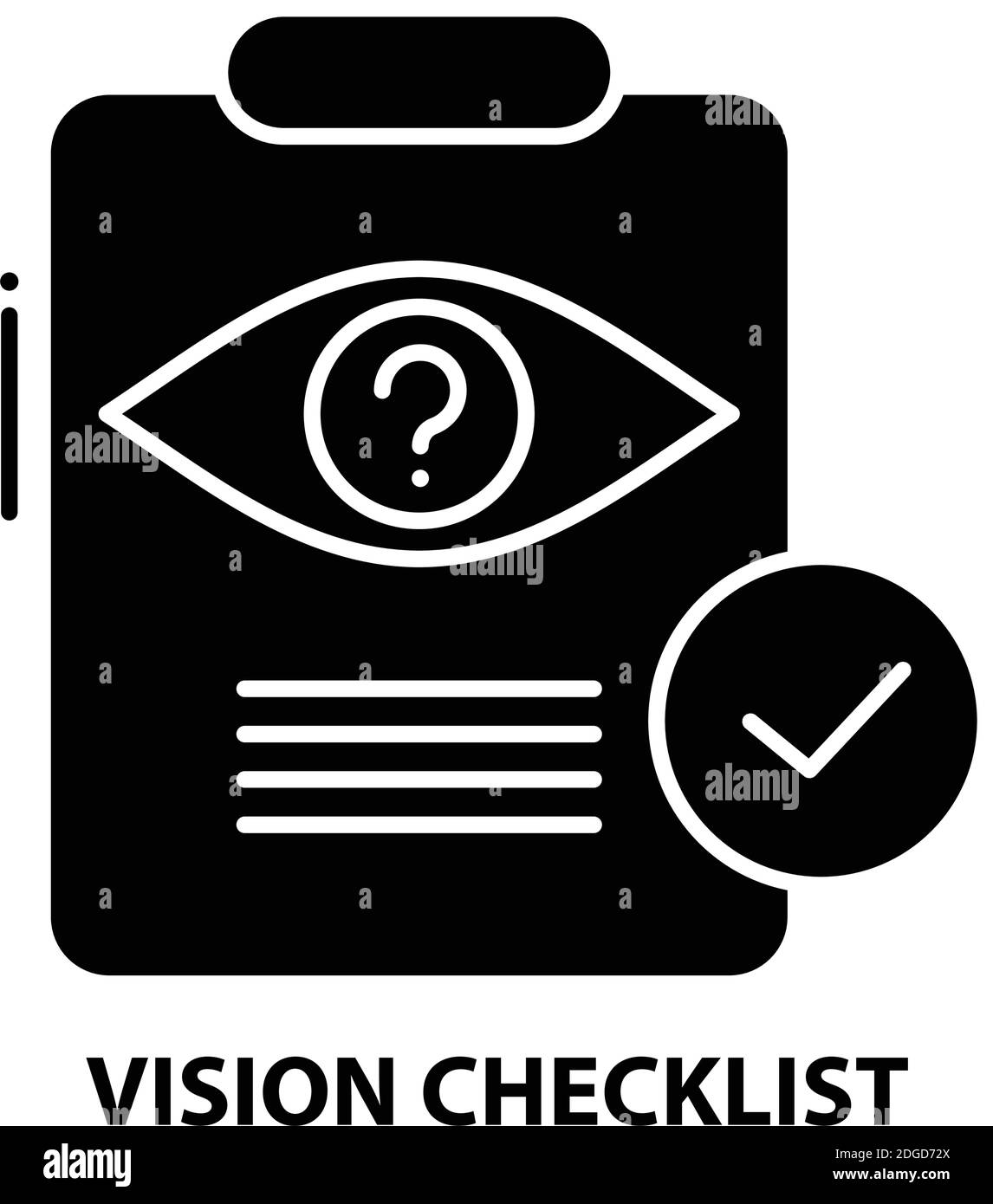 vision checklist icon, black vector sign with editable strokes, concept ...