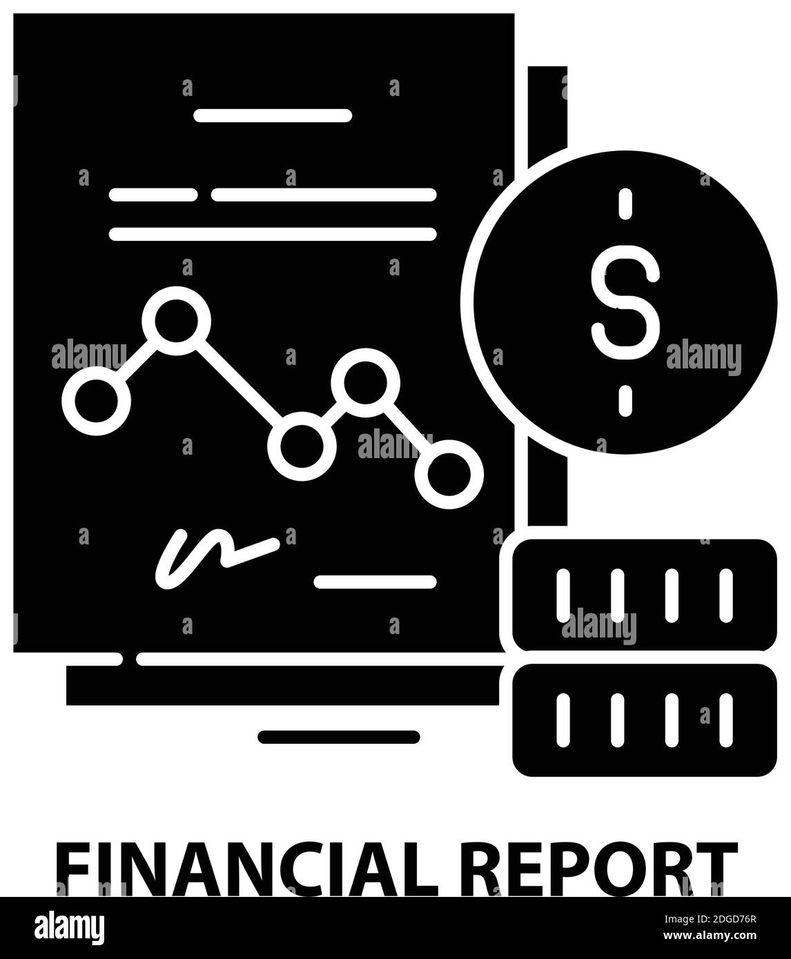 financial report symbol icon, black vector sign with editable strokes ...