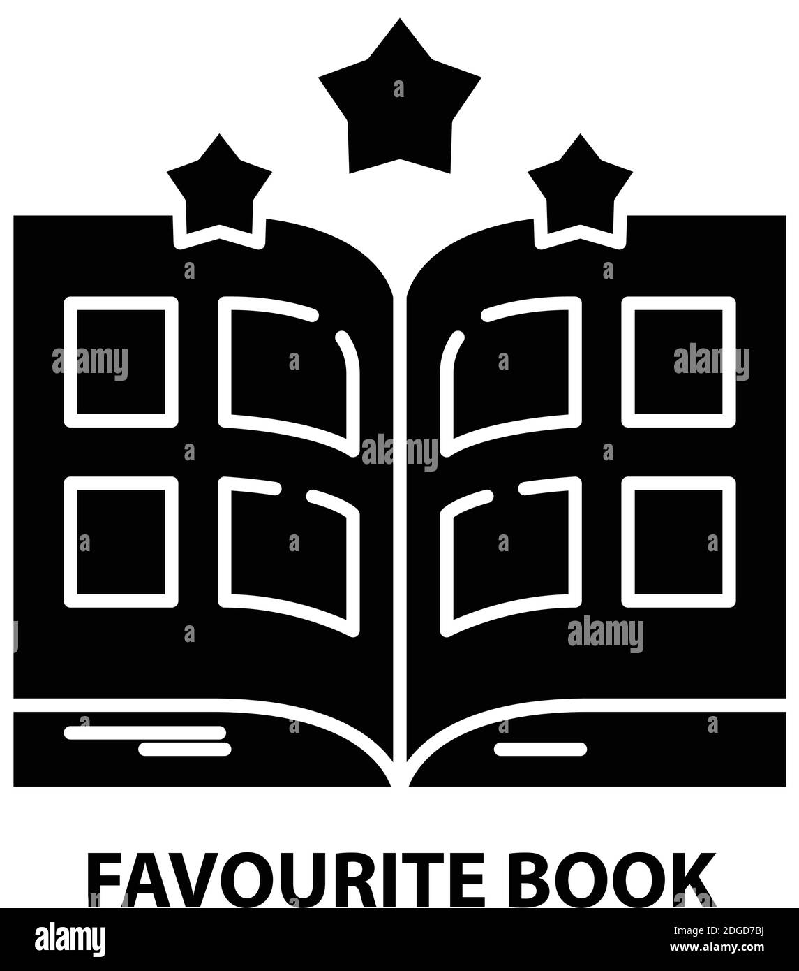 favourite book icon, black vector sign with editable strokes, concept ...