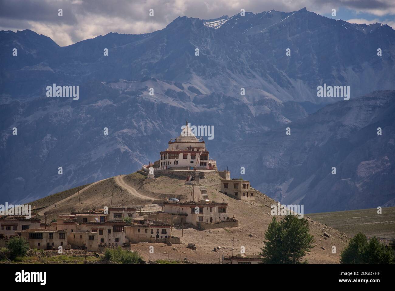 Padum monastery on a hilltop in the village, Zanskar, Ladakh, Jammu and ...