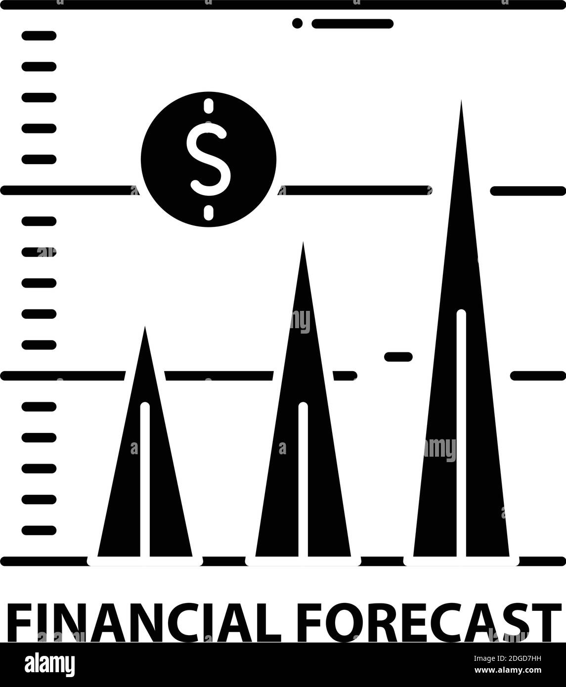 financial forecast icon, black vector sign with editable strokes ...