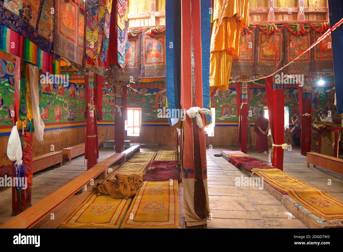 Prayer hall of Karsha monastery, near Padum Zanskar Valley, Ladakh ...