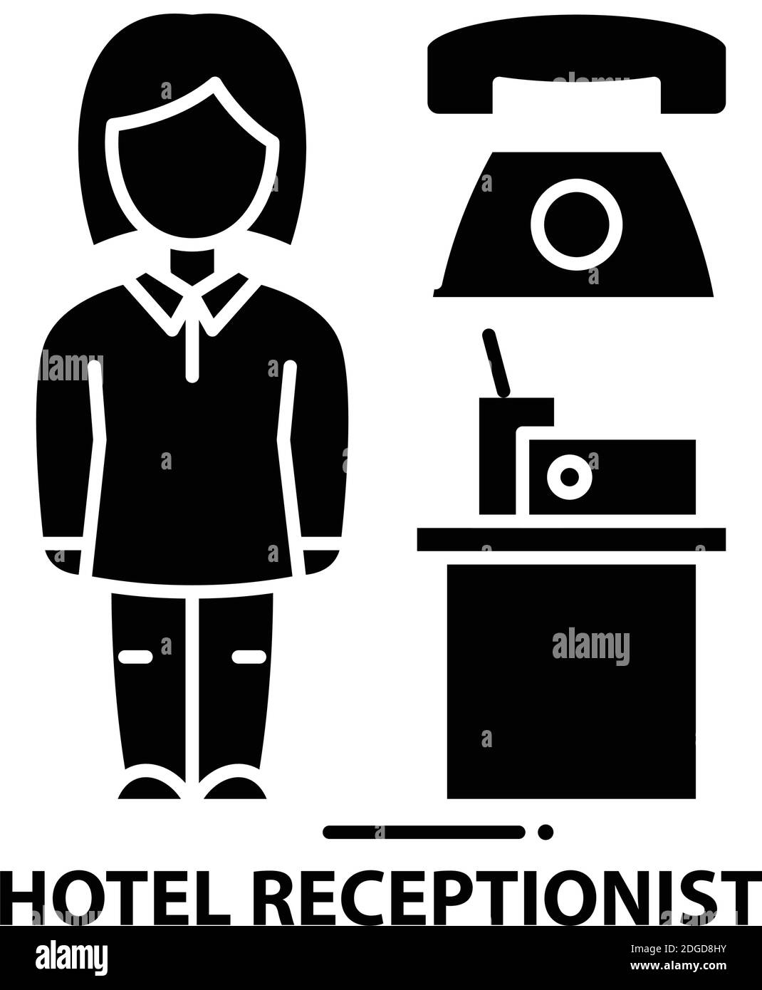 hotel receptionist icon, black vector sign with editable strokes ...