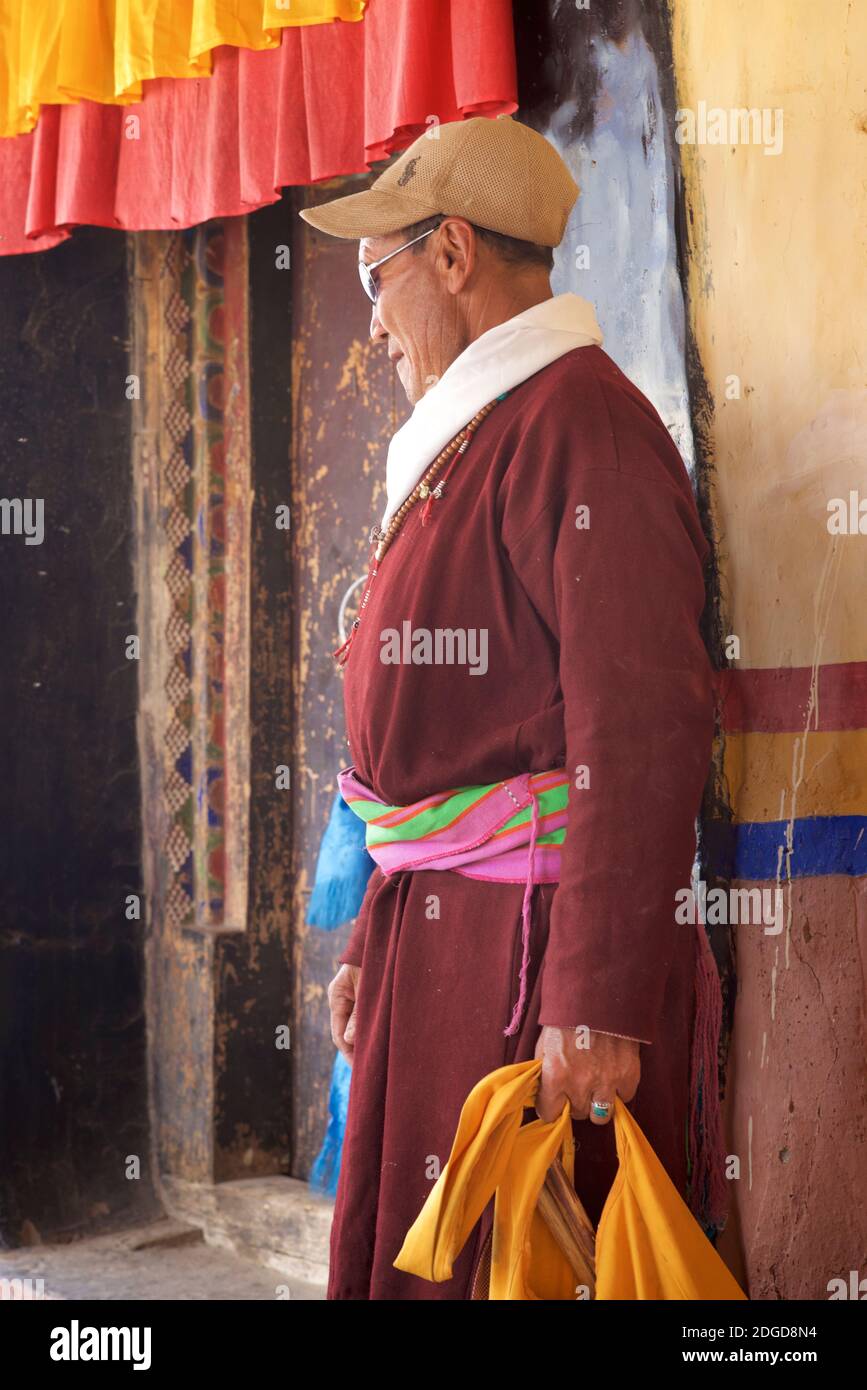 Ladakhi man in traditional dress at Karsha Gustor festival, Karsha ...