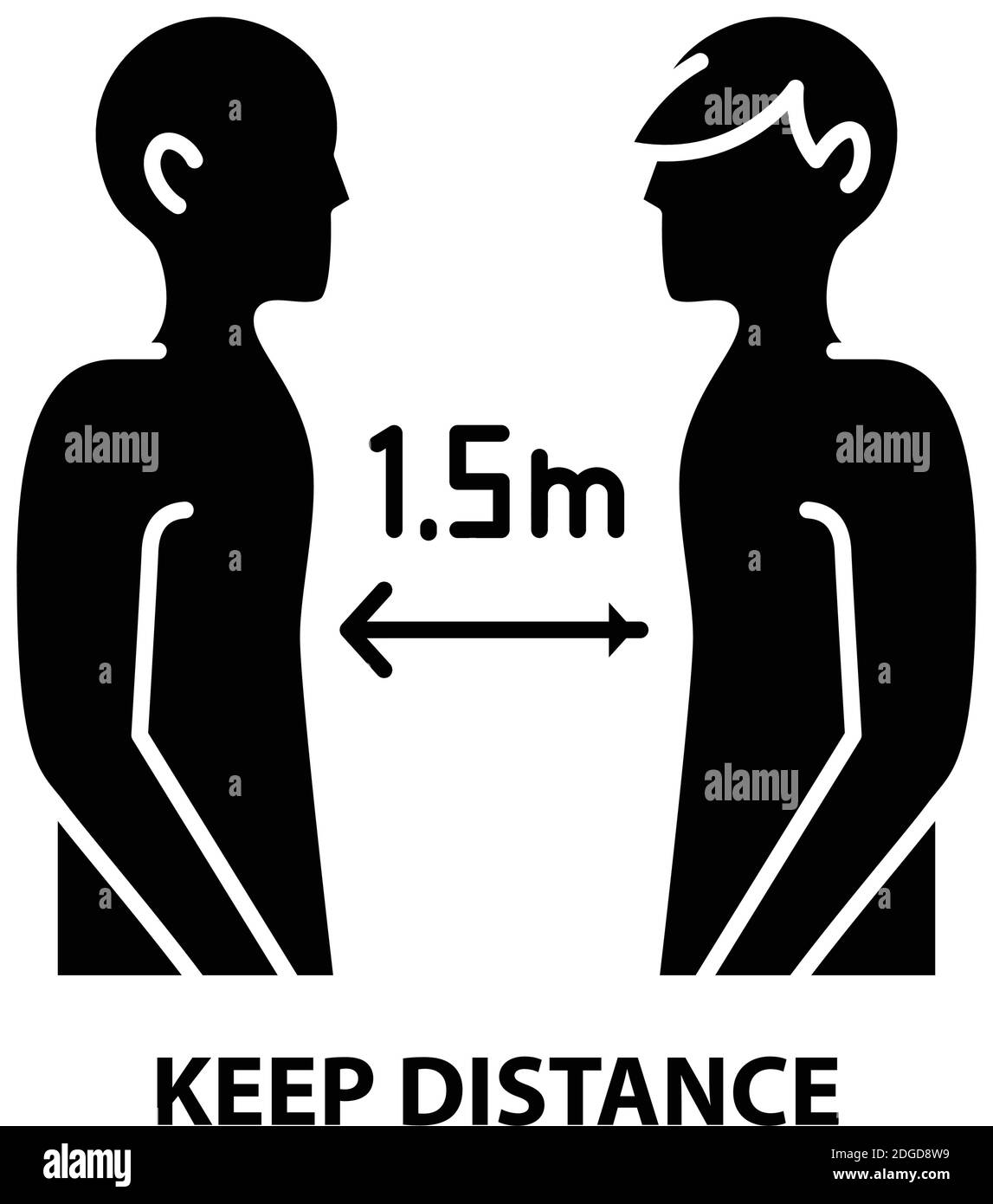 keep distance icon, black vector sign with editable strokes, concept ...