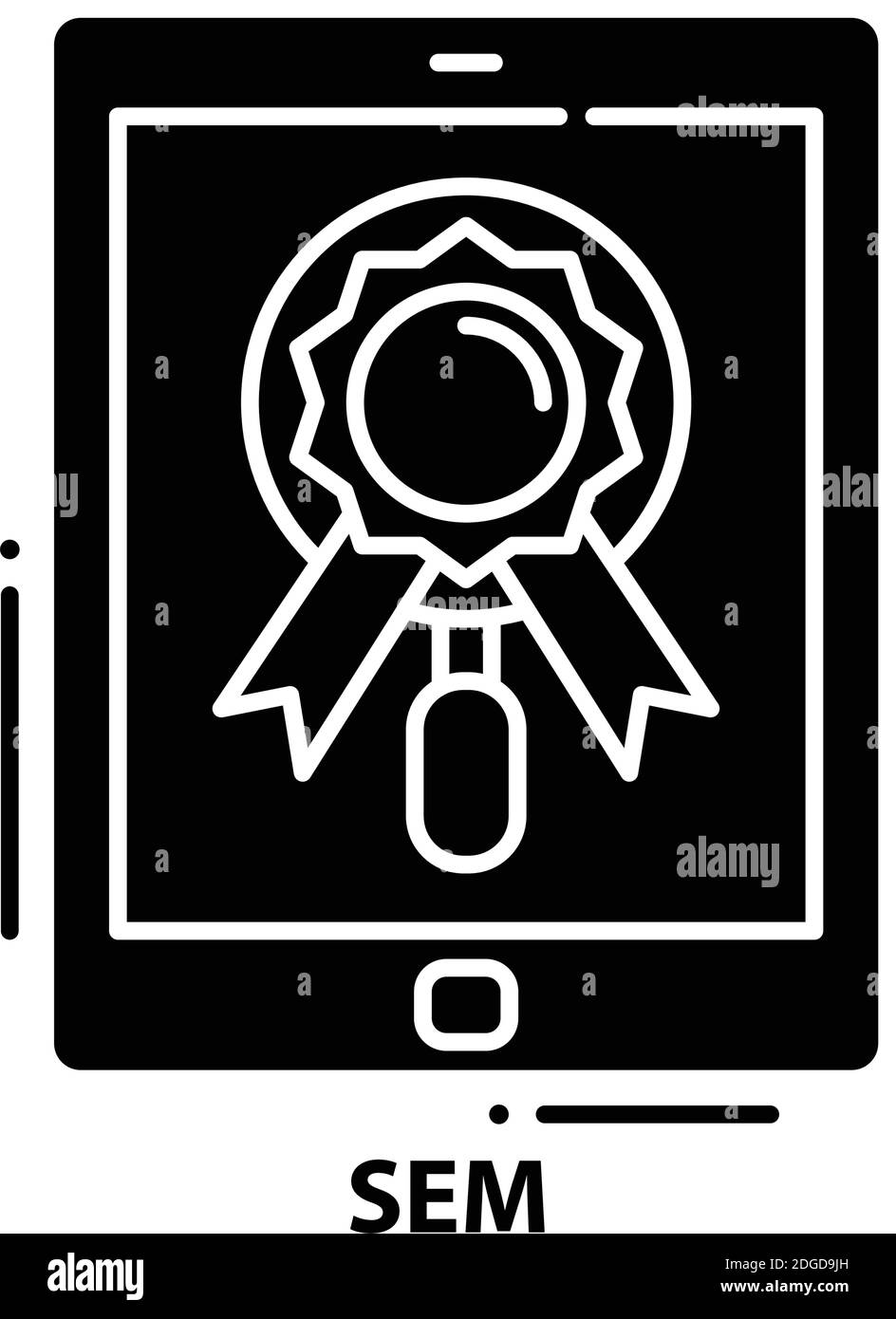 sem icon, black vector sign with editable strokes, concept illustration ...