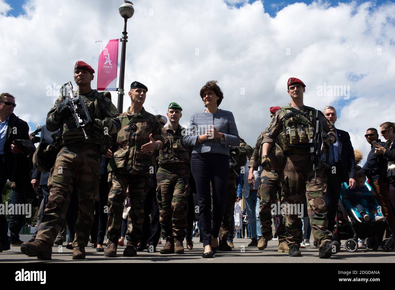 French Defense Minister Sylvie Goulard, meets French soldiers on duty ...