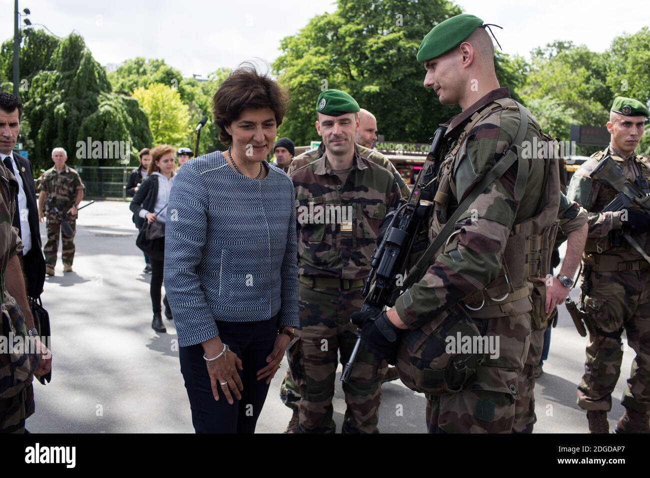 French Defense Minister Sylvie Goulard, meets French soldiers on duty ...
