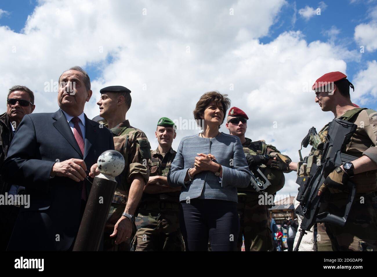French Defense Minister Sylvie Goulard, meets French soldiers on duty ...