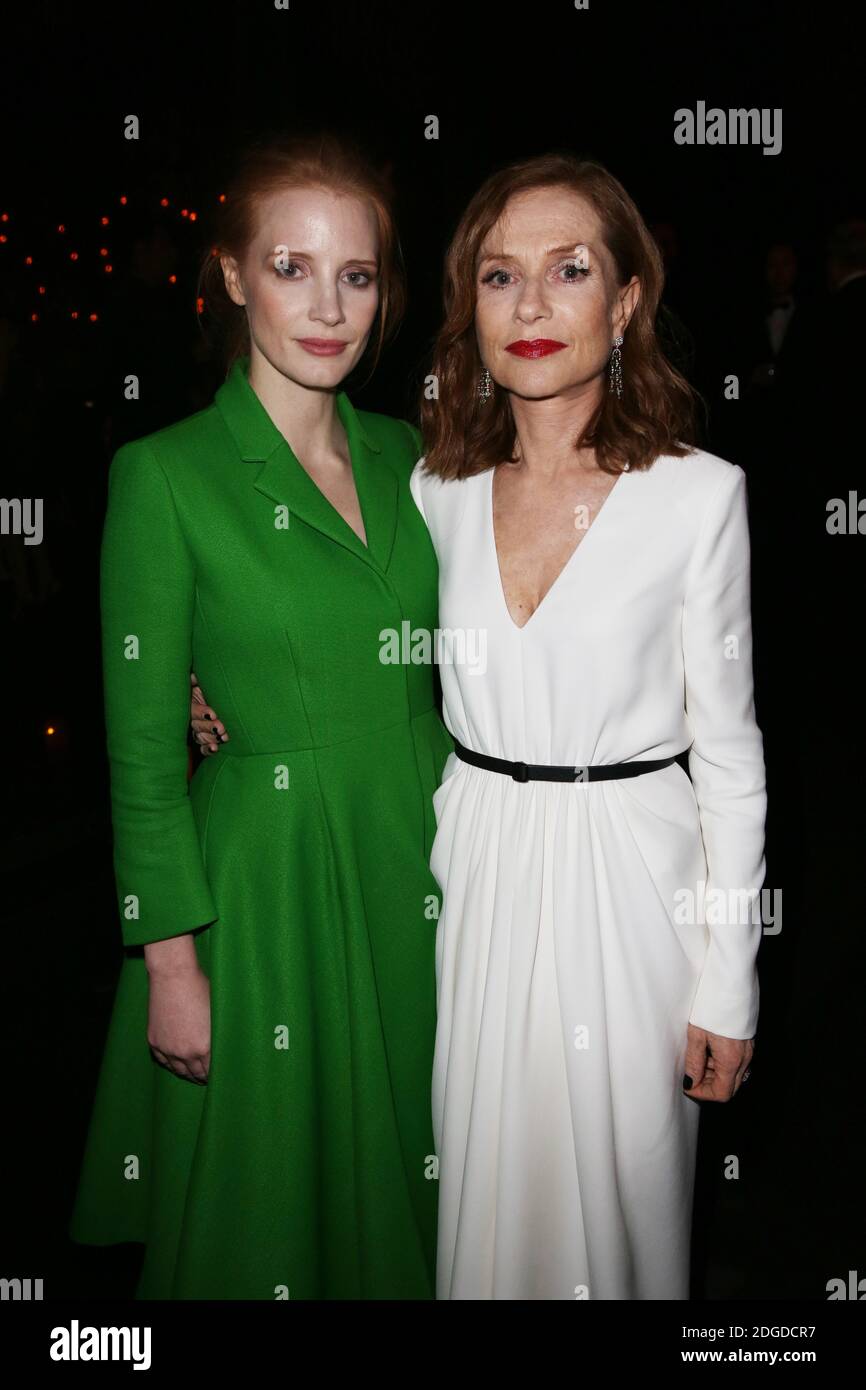 Jessica Chastain and isabelle Huppert attends the Kering diner during ...