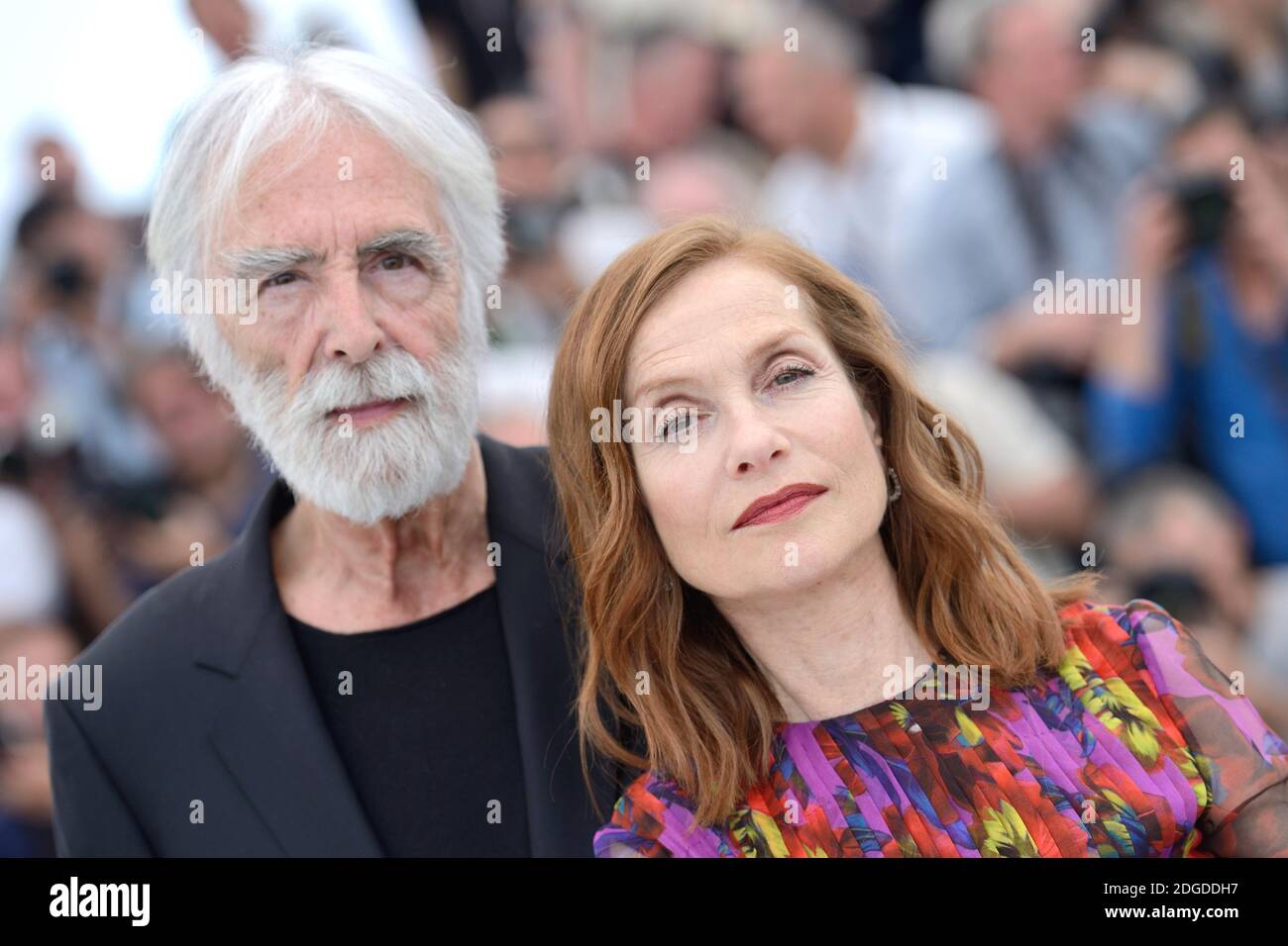 Michael Haneke and Isabelle Huppert attending the Happy End photocall ...