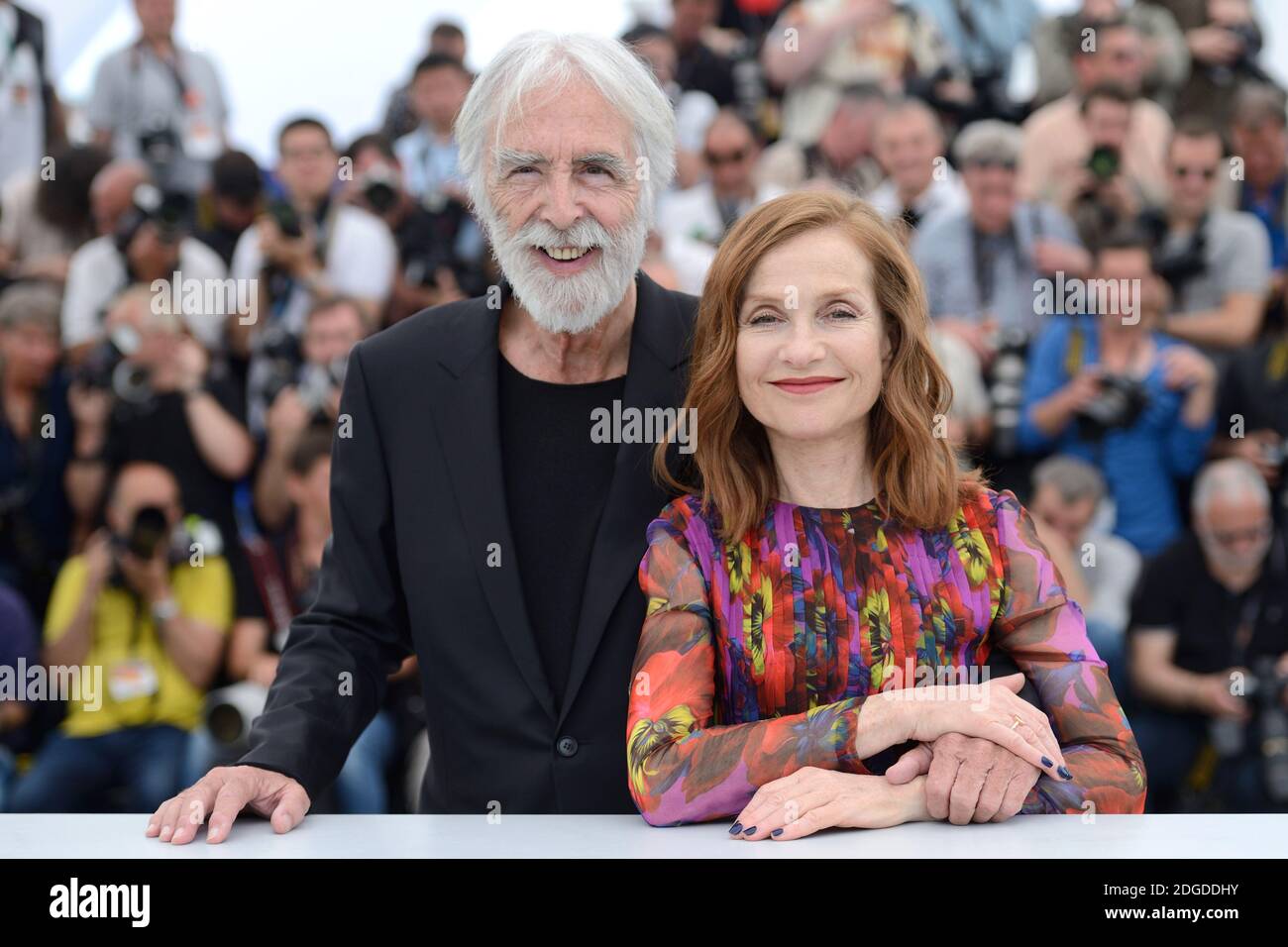Michael Haneke and Isabelle Huppert attending the Happy End photocall ...